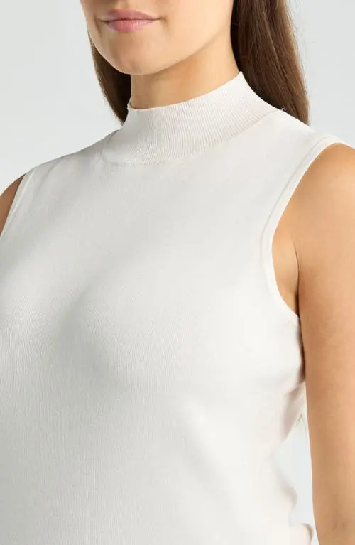 TAHARI ASL Sleeveless Mock Neck Sweater - Ivory