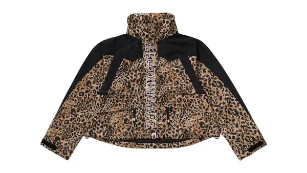 A BATHING APE Wild Leopard Cropped Snowboard Jacket