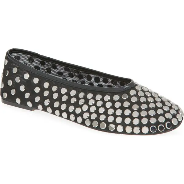Mango Savoir Studded Mesh Flats - Black