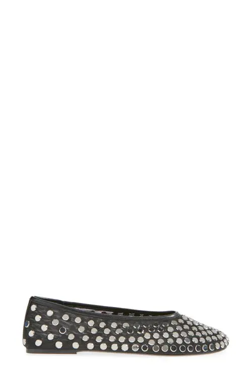 Mango Savoir Studded Mesh Flats - Black