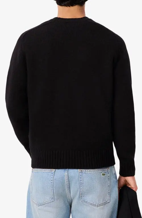 Lacoste Intarsia Logo Wool Crewneck Sweater - Black/liamone