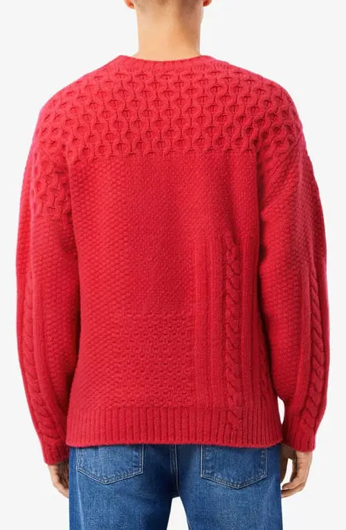 Lacoste Mixed Texture Wool-blend Crewneck Sweater