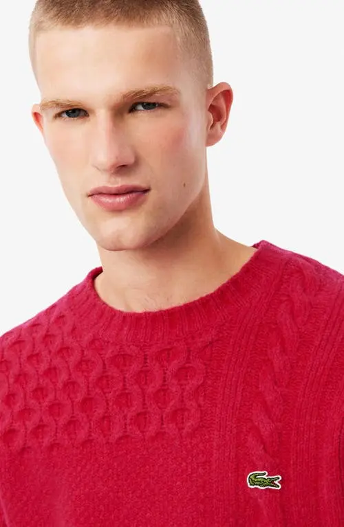 Lacoste Mixed Texture Wool-blend Crewneck Sweater