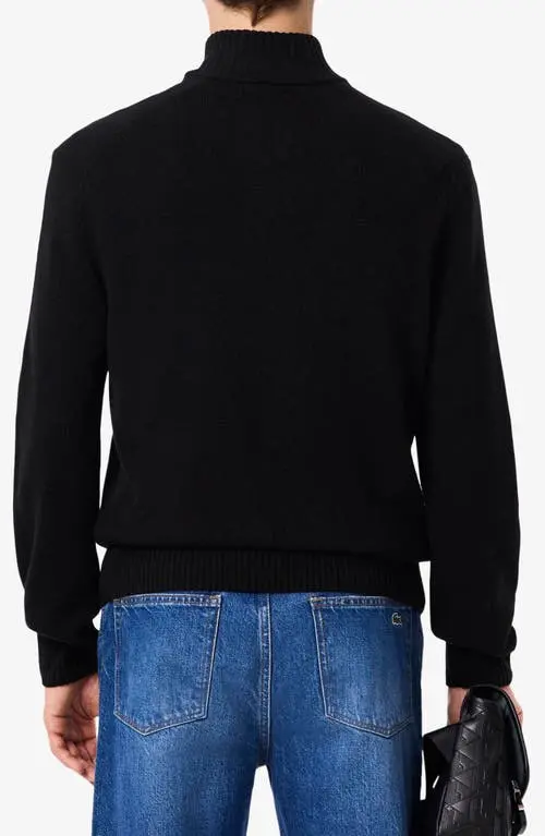 Lacoste Classic Fit Wool Quarter-zip Sweater - Black