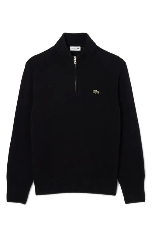 Lacoste Classic Fit Wool Quarter-zip Sweater - Black