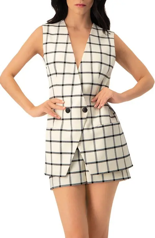 IVONNE Double Breasted Checkered Vest