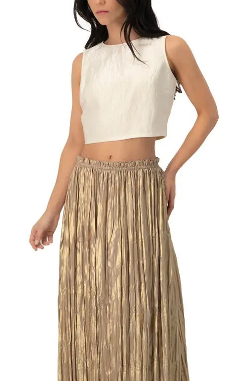 IVONNE Cropped Sleeveless Top With Back Zip - Natural