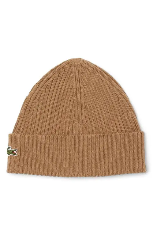 Lacoste Wool Cuff Beanie - Dpc Date Brown