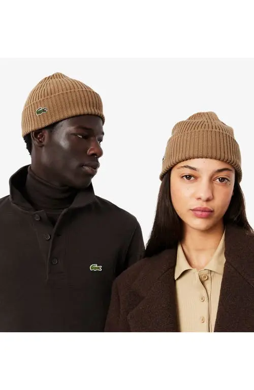 Lacoste Wool Cuff Beanie - Dpc Date Brown