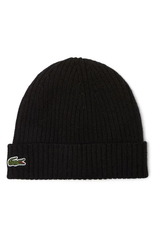 Lacoste Wool Cuff Beanie - Noir