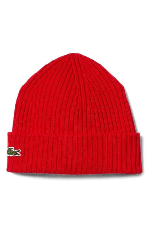 Lacoste Wool Cuff Beanie - Rouge