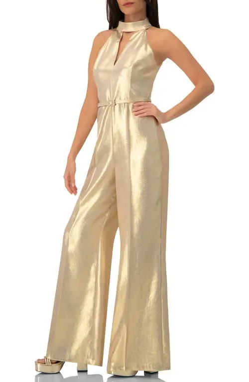 IVONNE Halterneck Metallic Jumpsuit