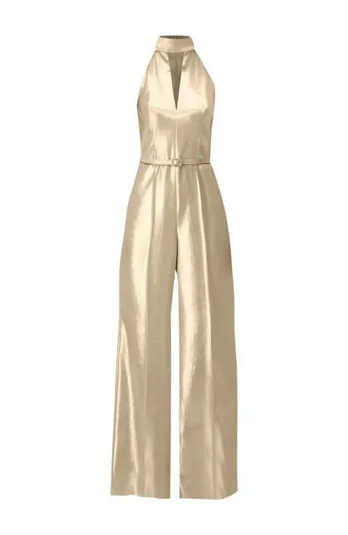IVONNE Halterneck Metallic Jumpsuit
