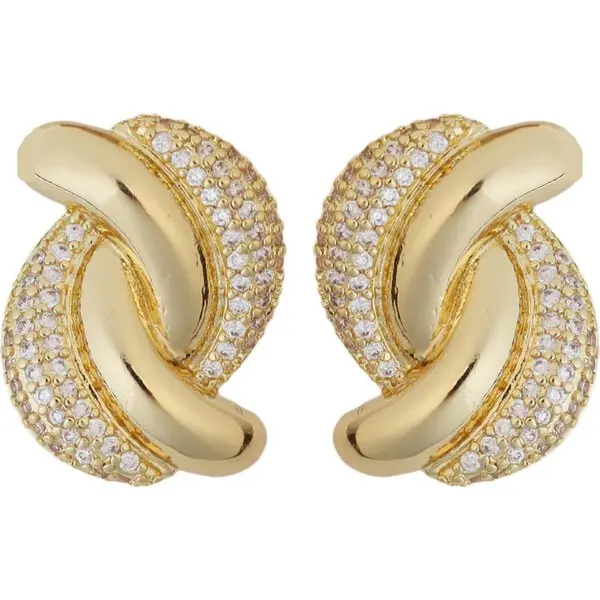PANACEA Pavé Crystal Twisted Drop Earrings - Gold