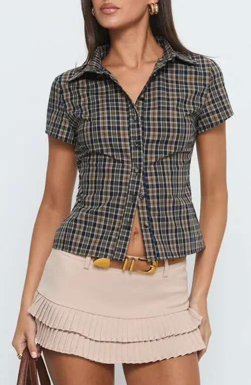 Princess Polly Plaid Cotton Button-up Shirt