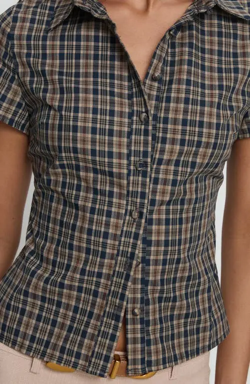 Princess Polly Plaid Cotton Button-up Shirt