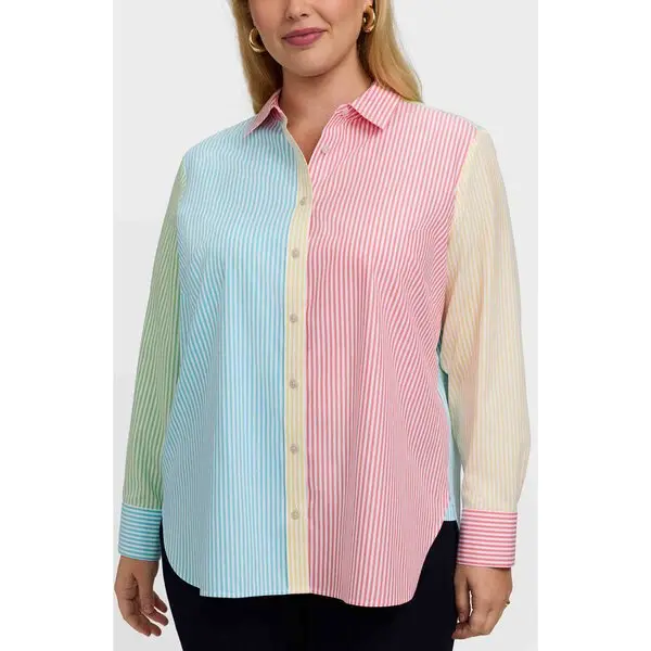 Foxcroft Cotton Striped Button-up Blouse