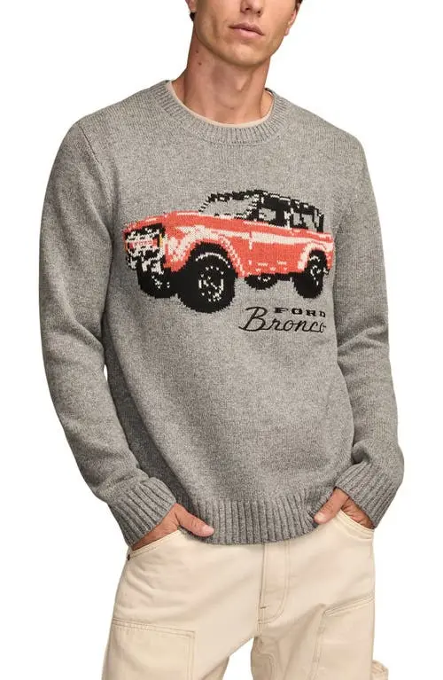 Lucky Brand Graphic Cotton-blend Sweater - Medium Heather Grey
