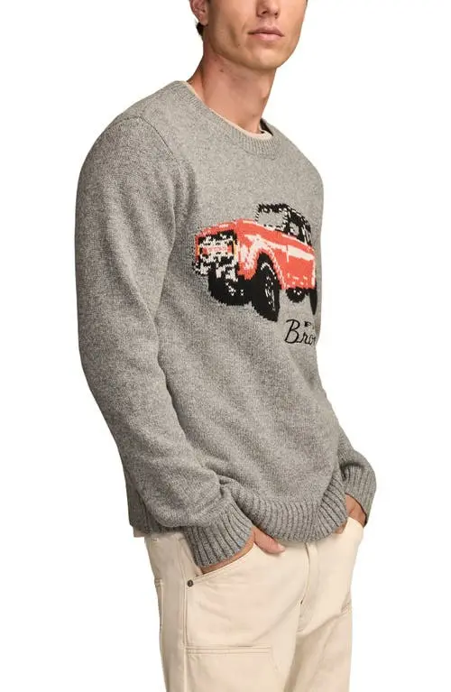 Lucky Brand Graphic Cotton-blend Sweater - Medium Heather Grey