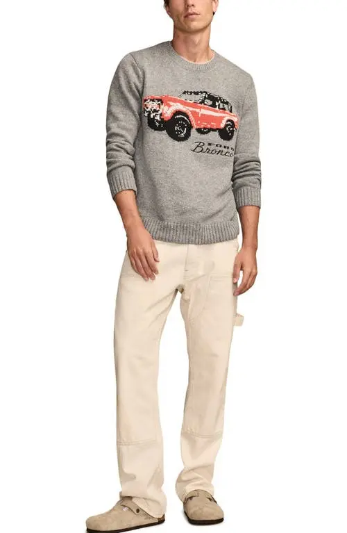 Lucky Brand Graphic Cotton-blend Sweater - Medium Heather Grey