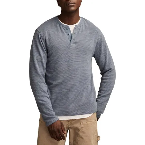 Lucky Brand Double Face Cotton Henley - Flint Stone