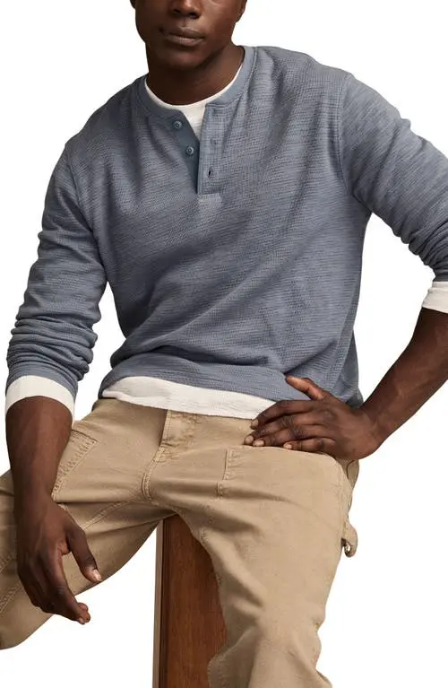 Lucky Brand Double Face Cotton Henley - Flint Stone