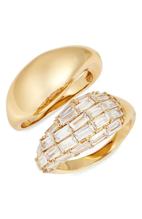 Nordstrom Set Of 2 Cubic Zirconia Sculpted Rings - 14k Gold Plated