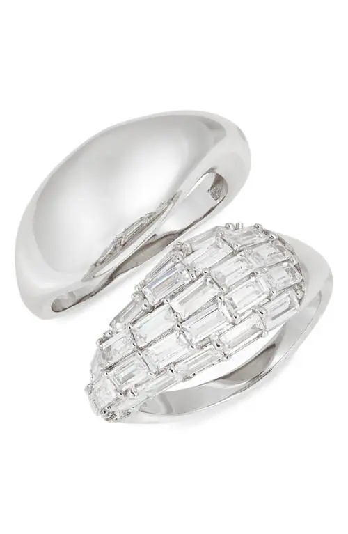 Nordstrom Set Of 2 Cubic Zirconia Sculpted Rings - Sterling Silver Plated