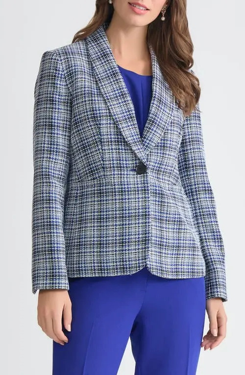 KASPER Shawl Collar One-button Blazer - Royal Signature Mlti