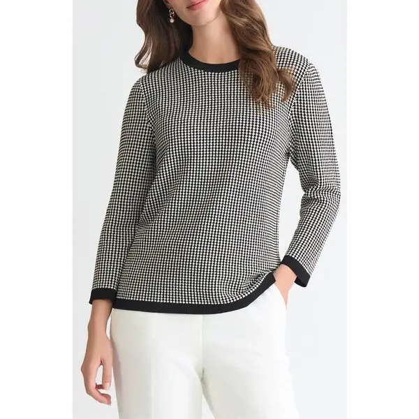 KASPER Geometric Stitch Pullover Sweater