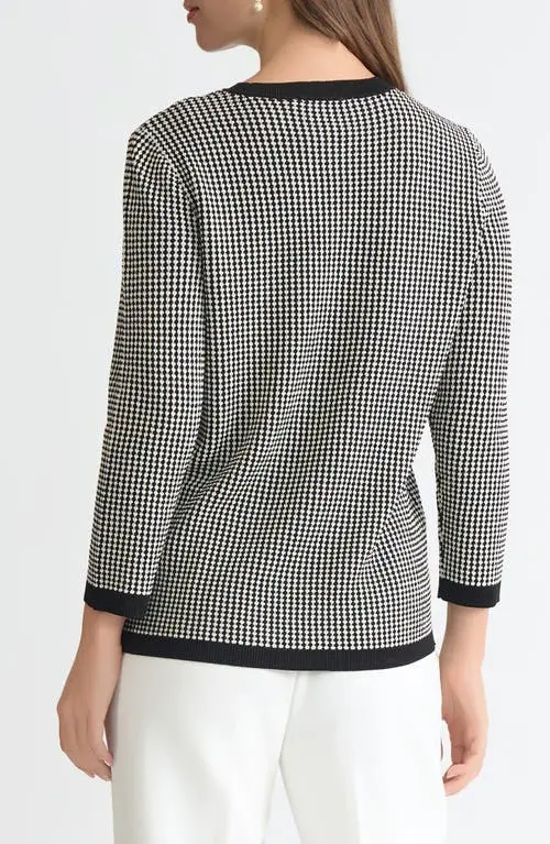 KASPER Geometric Stitch Pullover Sweater