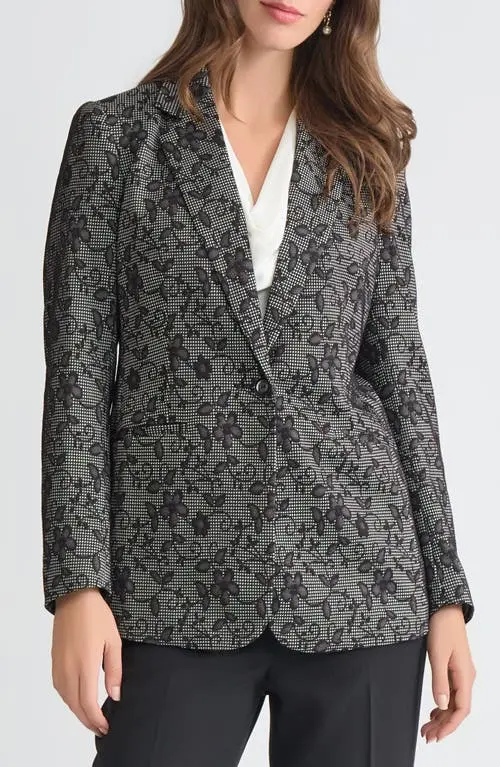 KASPER Floral Notched Lapel Blazer