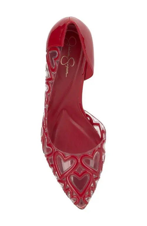Jessica Simpson Palvin Half D'orsay Pointed Toe Pumps - Red Muse/clear