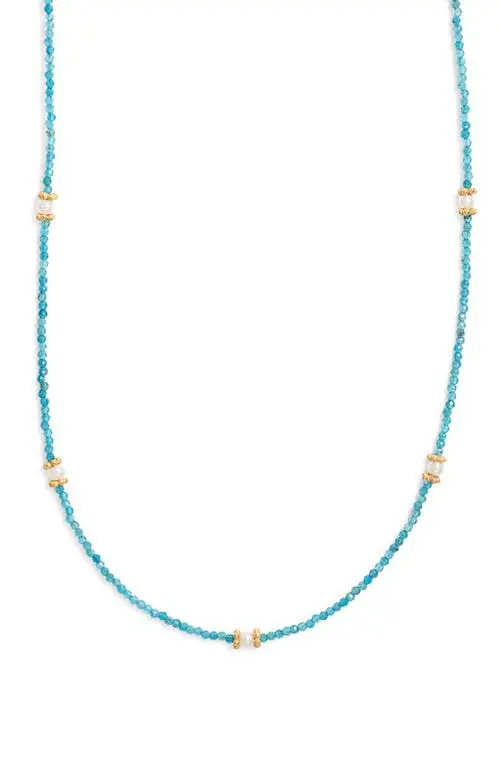 KIARA BY KI-ELE Taylor Apatite & Freshwater Pearl Beaded Necklace - Blue/gold