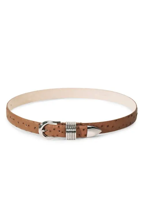 DEHANCHE Hollyhock Ostrich-embossed Leather Belt - Camel