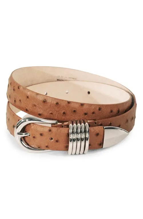 DEHANCHE Hollyhock Ostrich-embossed Leather Belt - Camel