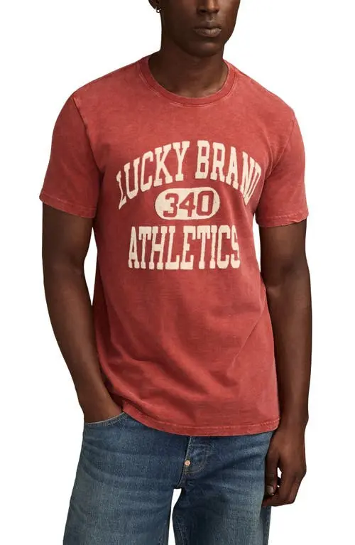 Lucky Brand Athletics Flocked Logo Graphic T-shirt - Cinnabar