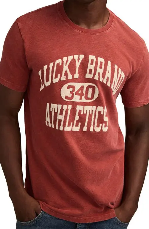Lucky Brand Athletics Flocked Logo Graphic T-shirt - Cinnabar