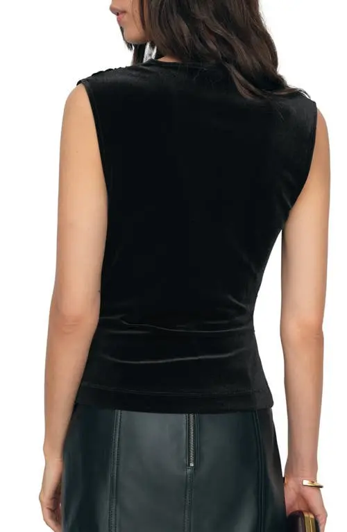 REISS Sleeveless Ruched Velour Top
