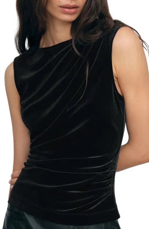 REISS Sleeveless Ruched Velour Top