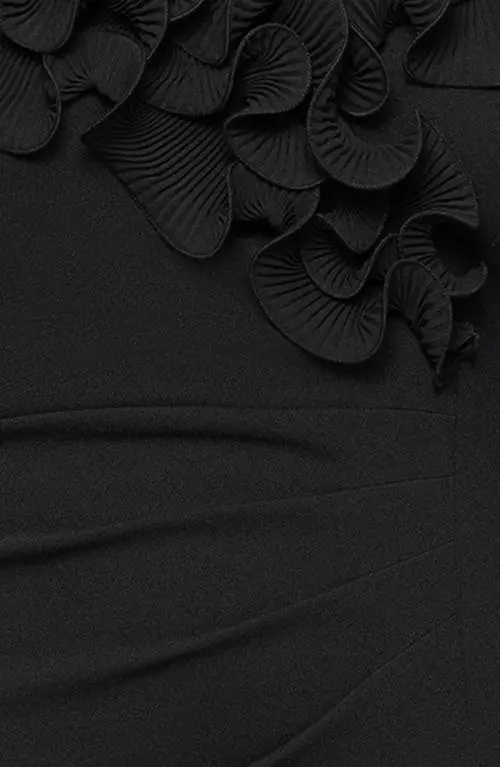 XSCAPE EVENINGS Ruffle Scuba Knit Sheath Gown