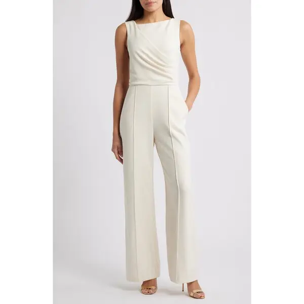 Vince Camuto Signature Stretch Crepe Jumpsuit - Ecru