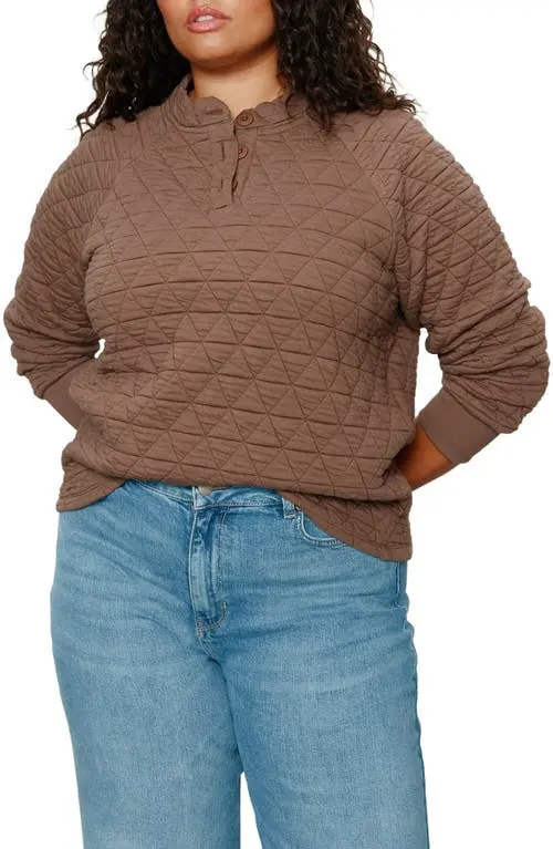 Sanctuary Quilted Popover Top - Morel Brown