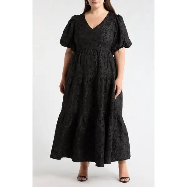 SUGARLIPS Arielle Floral Jacquard Maxi Dress
