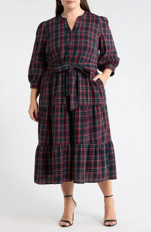 SUGARLIPS Chapman Plaid Yanis Midi Shirtdress