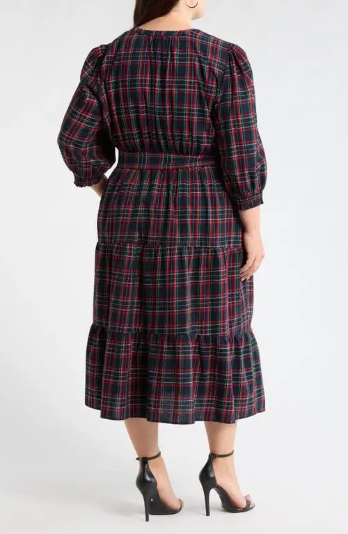 SUGARLIPS Chapman Plaid Yanis Midi Shirtdress