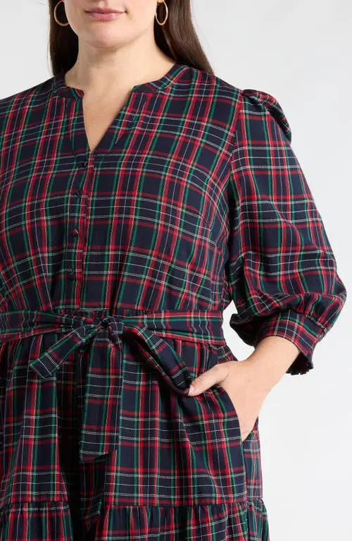 SUGARLIPS Chapman Plaid Yanis Midi Shirtdress