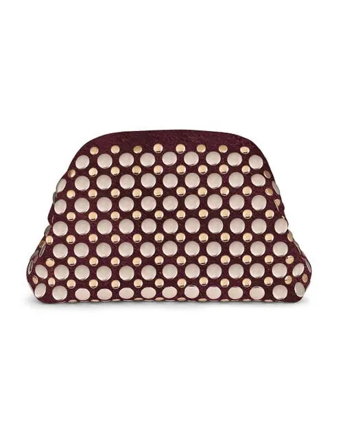 Rafe New York Aya Raffia Crochet Frame Clutch - Burgundy