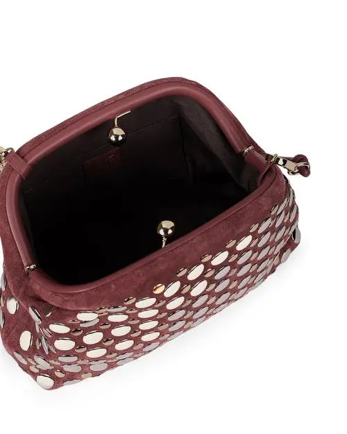 Rafe New York Aya Raffia Crochet Frame Clutch - Burgundy
