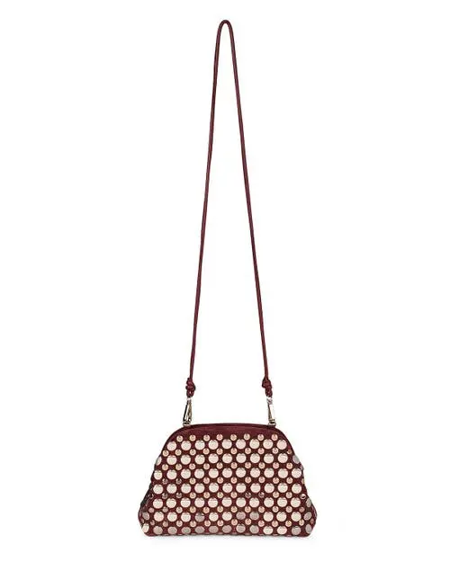 Rafe New York Aya Raffia Crochet Frame Clutch - Burgundy